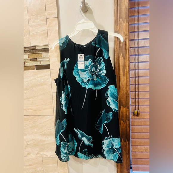 Alfani | Tops | Nwt Alfani Top Pretty Teal And Black Sleeveless Plus ...